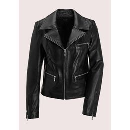 Madeleine Mode MADELEINE Damen Lederjacke "Lederjacke Langarmjacke aus feinstem Lammnappa", schwarz, Modern, Gr. 42, Obermaterial: 100% Lammnappaleder LANA.,
