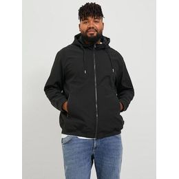 Jack & Jones PlusSize Herren Softshelljacke "JJEBASIC mit Kapuze und wasserabweisendem Stoff", schwarz, Gr. 6XL, JACK & JONES PLUSSIZE, unifarben, Softshell, Obermaterial: