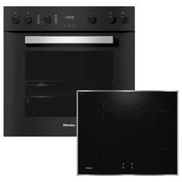 Miele Induktions Herd-Set "H2459I D OBSW + KM 7061 FR", Energieeffizienz: A+ (A+++-D), schwarz (obsidianschwarz), Herdsets, Herd-Set - Herd mit 2 FlexiClip-Ausz&uuml;gen sowie Induktionskochfeld
