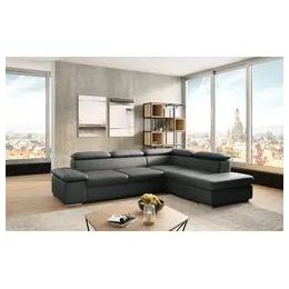 Sit & More Ecksofa SIT & MORE "Valentine L-Form, B: 272 cm", grau (anthrazit), B:272cm H:73cm T:226cm, NaturLEDER;Spannstoff, Sofas, Ecksofa, mit Arm- & Kopfteilverstellung, optional mit Bettfunktion