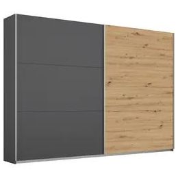 Schwebet&uuml;renschrank Rauch "AURELIO Kleiderschrank Garderobe TOPSELLER", grau (graumetallic, eiche artisan), B:261cm H:210cm T:59cm, Holzwerkstoff, Schr&auml;nke, Schwebet&uuml;renschrank, 3 verschiedene Ausstattungsvarianten Griffe aus Metall MADE IN GERMANY
