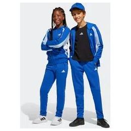 Trainingsanzug Adidas SPORTSWEAR "SEASONAL ESSENTIALS COLORBLOCK KIDS", Jungen, Gr. 176, blau (royal blau, glow blau, wei&szlig;), Obermaterial: 55% Baumwolle, 36% Polyester, 9% Viskose, Sportanz&uuml;ge Trainingsanzug