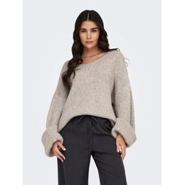 Jacqueline de Yong JDY Damen V-Ausschnitt-Pullover "JDYDINEA L/S REVERSIBLE PULLOV. KNT NOOS", grau, Gr. L, unifarben, Strick, Obermaterial: 80% Polyacryl, 20%