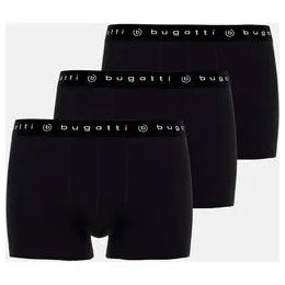 Slip Bugatti "Mailand", Herren, Gr. 6L, schwarz (schwarz, dunkel, uni), Single Jersey, Obermaterial: 95% Baumwolle, 5% Elasthan, unifarben, k&ouml;rpernah, Unterhosen Slip, breiter Bund, mit Logo, atmungsaktiv, Baumwollmix, eng