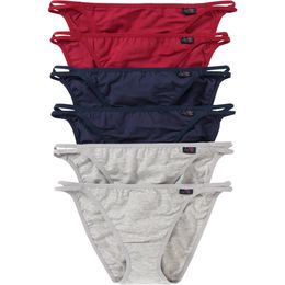 bonprix Damen Tangaslip "Tanga Slip (6er Pack)", Gr. 44, grau, Obermaterial: 95% Baumwolle, 5% Elasthan, Unterhosen, mit doppelten Seitenb&auml;ndern,