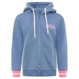 Zwillingsherz Damen Kapuzensweatjacke ""Rahel""jeans, Gr. L, bedruckt, unifarben, Sweatware, Obermaterial: 50% Baumwolle, 50% Polyester, Sweatjacken,