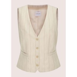 Madeleine Mode MADELEINE Damen Kurzweste "Weste Elegante Nadelstreifen-Weste mit Kn&ouml;pfen", wei&szlig;, Modern, Gr. 46, Obermaterial: 73% Polyester PES. 24% Viskose CV. 3%