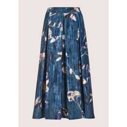 Madeleine Mode MADELEINE Damen Midirock "Samtrock Eleganter Midirock mit floralem Design", blau, Modern, Gr. 46, Obermaterial: 100% Polyester PES., R&ouml;cke, Samtrock