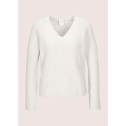 Madeleine Mode MADELEINE Damen Longpullover "Strickpullover L&auml;ssiger Wollpullover mit V-Ausschnitt", wei&szlig;, Modern, Gr. 48, Obermaterial: 45% Wolle mw. 30% Kaschmir