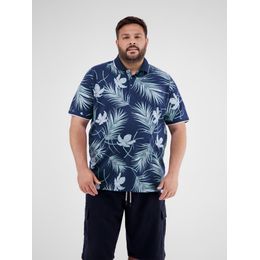Lerros Herren Poloshirt "Herren-Poloshirt, floral gemustert in Gro&szlig;en Gr&ouml;&szlig;en", blau, Gr. 5XL, 100% Baumwolle, Shirts