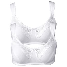 bonprix Damen B&uuml;stenhebe "BH ohne B&uuml;gel mit Baumwolle (2er Pack)", Gr. 80, wei&szlig;, Obermaterial: 95% Baumwolle, 5% Elasthan. Futter: 100% Baumwolle.