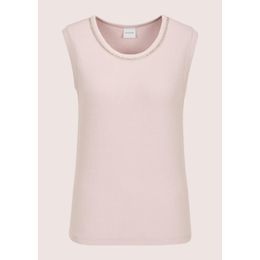 Madeleine Mode Kurzarmshirt MADELEINE "Top Elegantes Kurzarm Sommeroberteil mit Strass", Damen, Gr. 36, perlrosa, Obermaterial: 95% Viskose CV. 5% Elasthan EL., Modern, tailliert, Shirts, Strassband