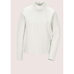 Madeleine Mode MADELEINE Damen Langarmshirt "Sweatshirt Sweatshirt mit Zopfstruktur", wei&szlig;, Modern, Gr. 46, Obermaterial: 83% Polyester PES. 14% Viskose CV. 3%