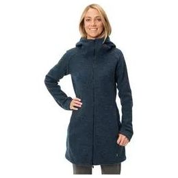 Strickfleecejacke Vaude "WOMEN'S TINSHAN COAT III", Damen, Gr. 44, schwarz sea, Stoff, Obermaterial: 56% Polyester, 31% Wolle, 13% Polyacryl, normal, hoch geschlossener Ausschnitt, angeschnitten B&uuml;ndchen, Jacken, f&uuml;r den modernen Alltag und Wandern, mit Kapuze, hoher Stehkragen