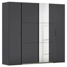 Schwebet&uuml;renschrank Rauch "Kleiderschrank Dreht&uuml;renschrank Schrank Garderobe KRONACH TOPSELLER", grau (graumetallic, griffleisten grau, mit 1 spiegel), B:225cm H:210cm T:59cm, Holzwerkstoff, Schr&auml;nke, Schwebet&uuml;renschrank, Kombischrank optional mit 1 oder 2 Spiegel viele B&ouml;den MADE IN GERMANY