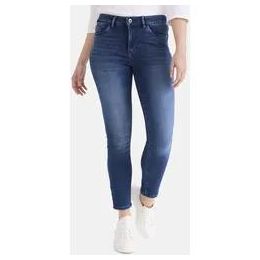 5-Pocket-Jeans STOOKER WOMEN "FLORENZ Modern Slim Fit 5-Pocket Hose", Damen, Gr. 42, L&auml;nge 28, blau (midblau used), Denim/Jeans, 63% Baumwolle, 34% Polyester, 3% Elasthan, slim fit lang, Jeans 5-Pocket-Jeans, Slim Fit Casual Clean Wash Denim Thermo Jeans f&uuml;r Damen