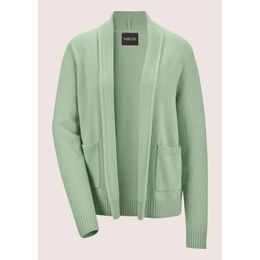 Madeleine Mode MADELEINE Damen Strickjacke "Strickjacke Verk&uuml;rzte Schurwolljacke mit Stehkragen", gr&uuml;n, Modern, Gr. 34, Obermaterial: 100% Schurwolle WV.,