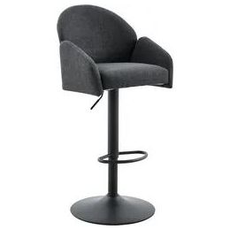 Barhocker Hela "HOLLY", anthrazit, schwarz, B:51,5cm H:96cm T:53cm, 100% Polyester, Hocker, Barhocker, 360 drehbar, H&ouml;henverstellbar, Armlehnen, Gestell angepasst an Bezug