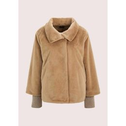 Madeleine Mode MADELEINE Damen Kurzjacke "Kurzmantel Elegante Damenjacke in Felloptik", beige, Modern, Gr. 46, Obermaterial: 100% Polyester PES., Jacken, Felloptik