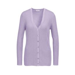 GOLDNER Damen Strickjacke "Kurzgr&ouml;&szlig;e Pflegeleichte Strickjacke in hochwertiger Rippenstruktur", lila, Gr. 23, Obermaterial: 65% Polyacryl PAN. 35%