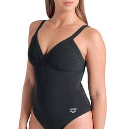 arena Damen Badeanzug "WOMEN'S arena SWIMSUIT LARA SOFT CURVE BACK C", grau, Gr. 42, Obermaterial: 68% Polyamid, 32% Elasthan, Badeanz&uuml;ge