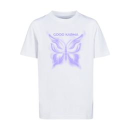 T-Shirt MisterTee "MisterTee Good Karma Butterfly Tee", Jungen, Gr. 158/164, wei&szlig;, 100% Baumwolle, bedruckt, relaxed fit, Rundhals, Shirts T-Shirt