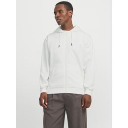 Jack & Jones JACK & JONES Herren Kapuzensweatjacke "JJEBRADLEY mit Kapuze, ideal f&uuml;r kalte Jahreszeit", wei&szlig;, Gr. L, unifarben, angeraute Sweatware, Obermaterial: