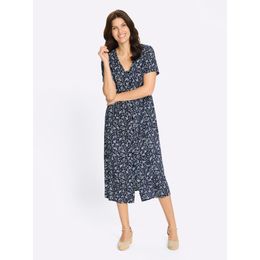 Classic Basics Damen Sommerkleid "Viskose-Kleid", blau, Gr. 46, gebl&uuml;mt, gemustert, mehrfarbig, 100% Viskose, Kleider