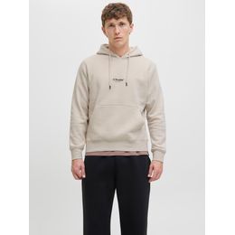 Jack & Jones JACK & JONES Herren Kapuzensweatshirt "JJESOHO SWEAT HOOD NOOS", beige, Gr. M, bedruckt, angeraute Sweatware, Obermaterial: 80% Baumwolle, 20%