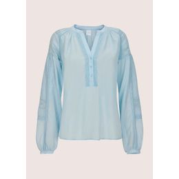 Madeleine Mode MADELEINE Damen Langarmbluse "Blusenshirt Sommertunika mit Spitzendetails", blau, Modern, Gr. 36, Obermaterial: 54% Baumwolle CO. 46% Viskose CV.,