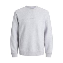 Jack & Jones JACK & JONES Herren Sweatshirt "JCOPOINT SWEAT BADGE CREW NECK BF"wei&szlig; melange print:jj, Gr. XL, unifarben, angeraute Sweatware, Obermaterial: 72%