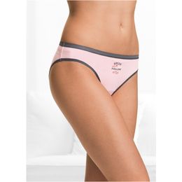 bonprix Damen Slip "Slip (5er Pack)", Gr. 44, blau, Obermaterial: 95% Baumwolle, 5% Elasthan, Unterhosen, mit dekorativen B&uuml;ndchen in Kontrastfarbe,
