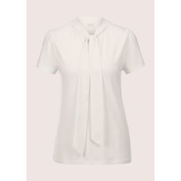 Madeleine Mode MADELEINE Damen Kurzarmshirt "Blusenshirt Kurzarmoberteil mit Schluppe", wei&szlig;, Modern, Gr. 42, Obermaterial: 95% Viskose CV. 5% Elasthan EL., Shirts,