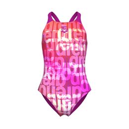 arena M&auml;dchen Badeanzug "G arena MULTI COLOURS SWIMSUIT V BACK f&uuml;r M&auml;dchen"pink multi, very fuchsia, Gr. 152, Obermaterial: 100% Polyester, Badeanz&uuml;ge