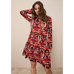 Tamaris Damen Minikleid "mit lockerem Schnitt, aus flie&szlig;ender Viskose-Qualit&auml;t", schwarz-wei&szlig;, Gr. 42, gemustert, Jersey, Obermaterial: 95% Viskose,