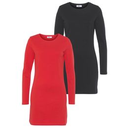 Flashlights Damen Jerseykleid "Basic-Schnitt mit Rundhals und langen &Auml;rmeln", schwarz, Basic, Gr. 42, clean, unifarben, Interlock, Obermaterial: 100%