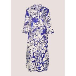 Madeleine Mode MADELEINE Damen Midikleid "Hemdkleid Viskosekleid mit floralem Design", blau, Modern, Gr. 36, Obermaterial: 100% Viskose CV., Kleider, Kleid mit