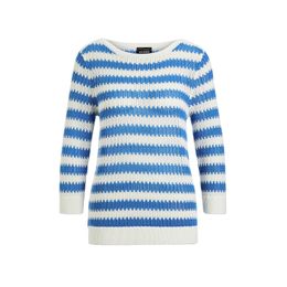 GOLDNER Damen Strickpullover "Halbarm Streifenstrick-Pullover", wei&szlig;, Gr. 48, Obermaterial: 50% Baumwolle CO. 50% Polyacryl PAN., Pullover,