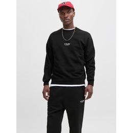 Jack & Jones JACK & JONES Herren Sweatshirt "JJESOHO SWEAT CREW NECK NOOS", schwarz, Gr. S, bedruckt, angeraute Sweatware, Obermaterial: 80% Baumwolle, 20%