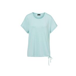 GOLDNER Damen Kurzarmshirt "Kurzgr&ouml;&szlig;e Shirt", blau, Gr. 20, Obermaterial: 95% Viskose CV. 5% Elasthan EL., Shirts, Dekorative Schn&uuml;rung