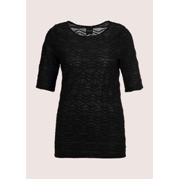 Madeleine Mode MADELEINE Damen Kurzarmshirt "Strukturshirt Viskoseshirt mit Rundhalsausschnitt", schwarz, Modern, Gr. 38, Obermaterial: 77% Polyester PES. 20%
