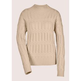 Madeleine Mode MADELEINE Damen Longpullover "Strickpullover Eleganter Kaschmirpullover mit Stehkragen", braun, Modern, Gr. 48, Obermaterial: 90% Schurwolle WV. 10%
