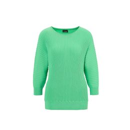 GOLDNER Damen Rundhalspullover "Kurzgr&ouml;&szlig;e Baumwollmix mit Fledermaus&auml;rmeln und Rippstruktur", gr&uuml;n, Gr. 24, Obermaterial: 55% Baumwolle CO. 45%