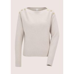 Madeleine Mode MADELEINE Damen Longpullover "Strickpullover Eleganter Rippstrickpullover mit U-Boot-Ausschnitt", wei&szlig;, Modern, Gr. 48, Obermaterial: 33% Viskose CV.