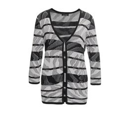 GOLDNER Damen Strickjacke "Kurzgr&ouml;&szlig;e Strickjacke mit V-Ausschnitt", schwarz, Gr. 21, Obermaterial: 55% Baumwolle CO. 45% Viskose CV., Strickjacken,