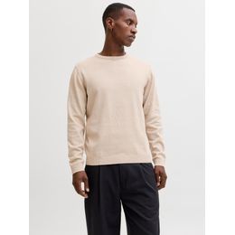 Jack & Jones JACK & JONES Herren Rundhalspullover "JJEBASIC KNIT CREW NECK NOOS"moonbeam detail:twisted, Gr. S, unifarben, Strick, Obermaterial: 100% Baumwolle,