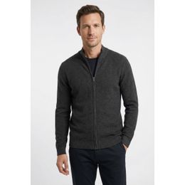 OLYMP Herren Strickjacke, grau, Gr. XXL, Strick, Obermaterial: 100% Baumwolle, Strickjacken, Stehkragen, regular fit