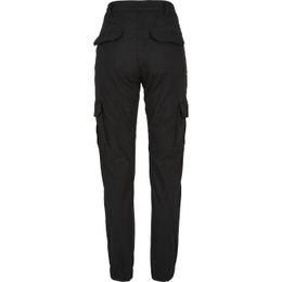 Urban Classics Damen Stoffhose "Urban Classics Damen Ladies Cotton Twill Utility Pants"schwarz, Gr. 31, unifarben, 98% Baumwolle, 2% Elasthan, Hosen
