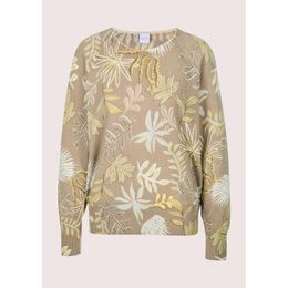 Madeleine Mode MADELEINE Damen Longpullover "Kaschmirpullover Sommerpullover mit Bl&auml;ttermuster", wei&szlig;, Modern, Gr. 48, Obermaterial: 100% Kaschmir WS., Pullover,