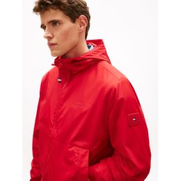 Tommy Hilfiger Herren Allwetterjacke "BRANDED HOODED", rot, Gr. S, unifarben, Web, Obermaterial: 100% Polyester, Jacken, Windjacke Fahrradjacke